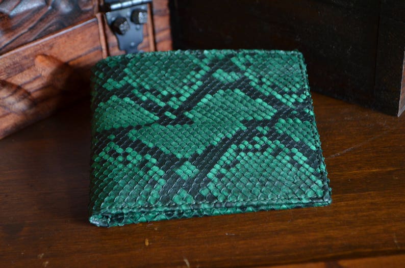 MA Leather Genuine Python Snake Green Matte Back Wallet - Etsy