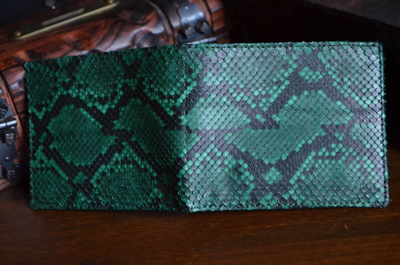 MA Leather Genuine Python Snake Green Matte Back Wallet - Etsy