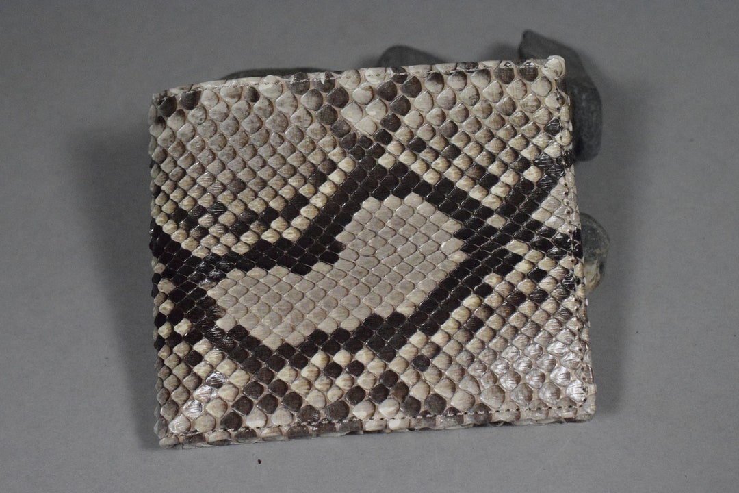 Wallet Bifold for Men With Coin Pocket Genuine Python Snake Grey Black ...