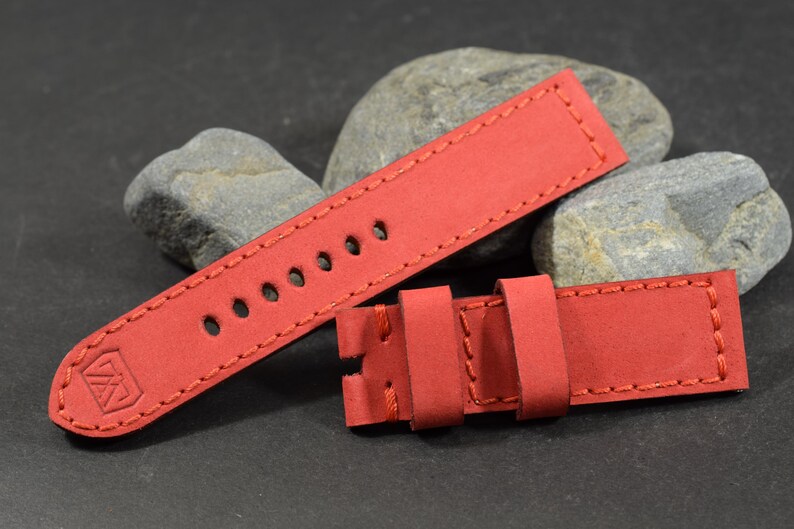 Nubuck Red Leather Watch Strap, 23/22-130/80 Mm Handmade Band (841) - Etsy