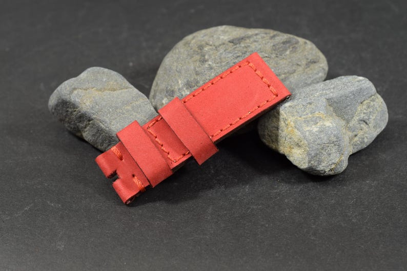 Nubuck Red Leather Watch Strap, 23/22-130/80 Mm Handmade Band (841) - Etsy