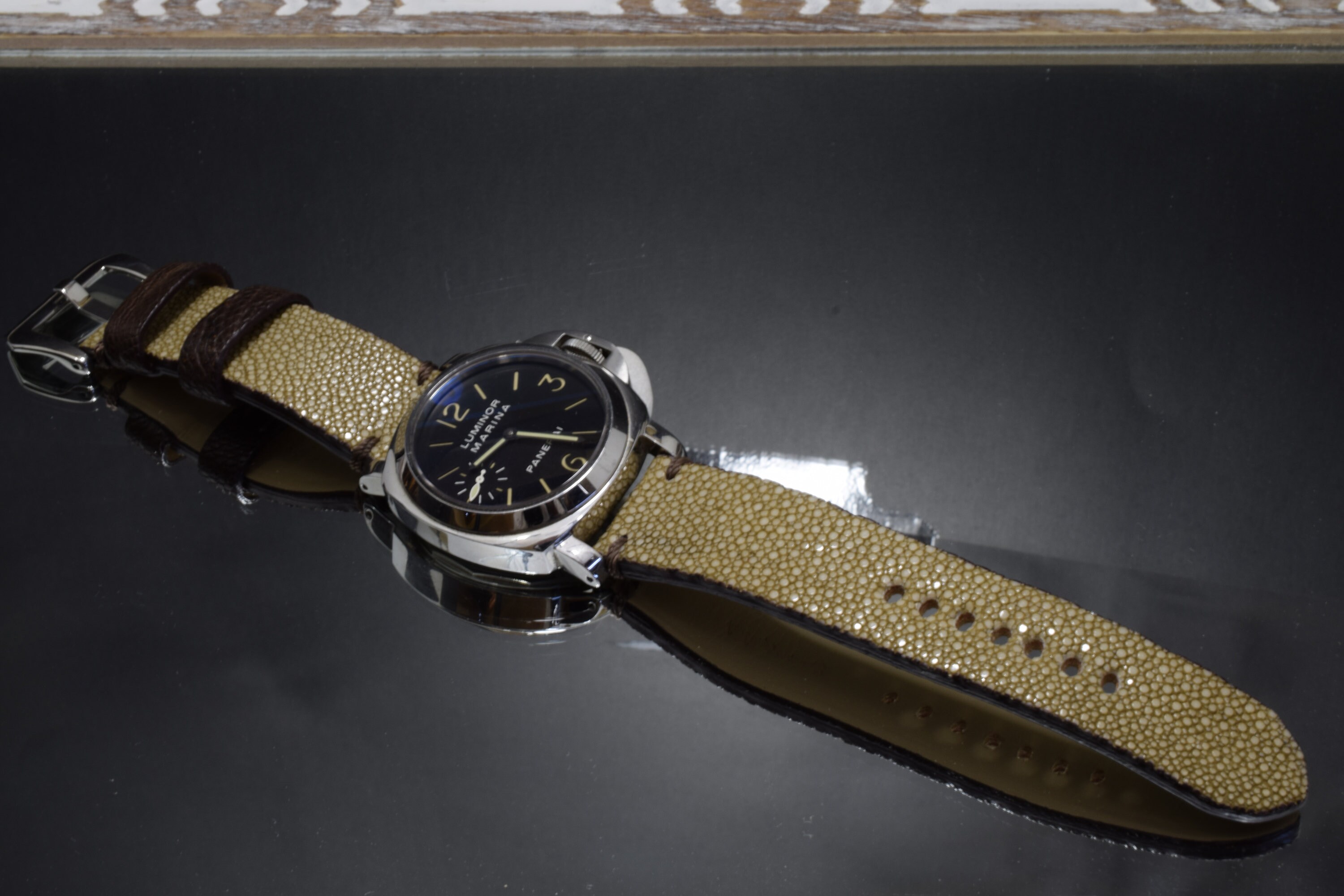 Genuine Stingray Skin Leather Watch Strap 26 24 22 Mm, Handmade Beige ...