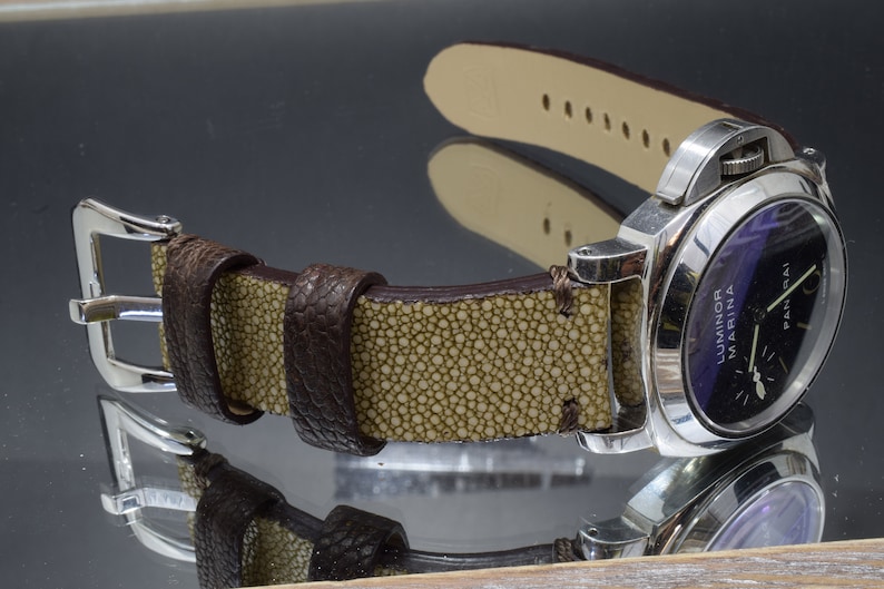 Genuine Stingray Skin Leather Watch Strap 26 24 22 Mm, Handmade Beige ...