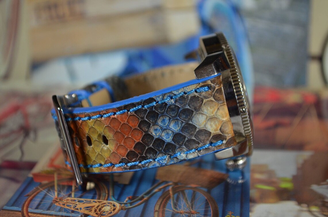 Handmade Genuine Python Snake Skin Watch Strap 26 24 22 Mm, Fantasia 2 ...