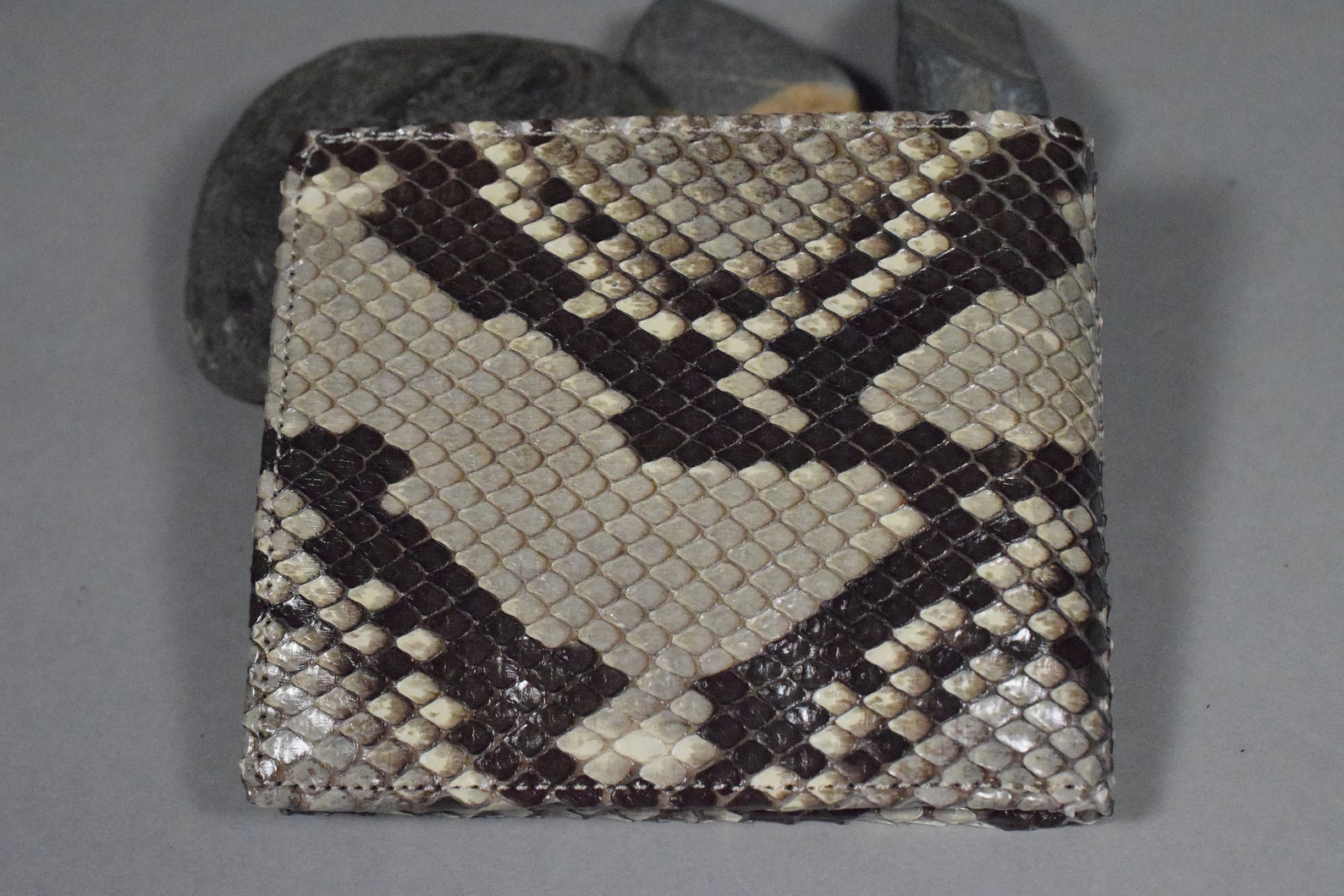 MA Mens Bifold Handmade Wallet With Genuine Python Skin Grey - Etsy