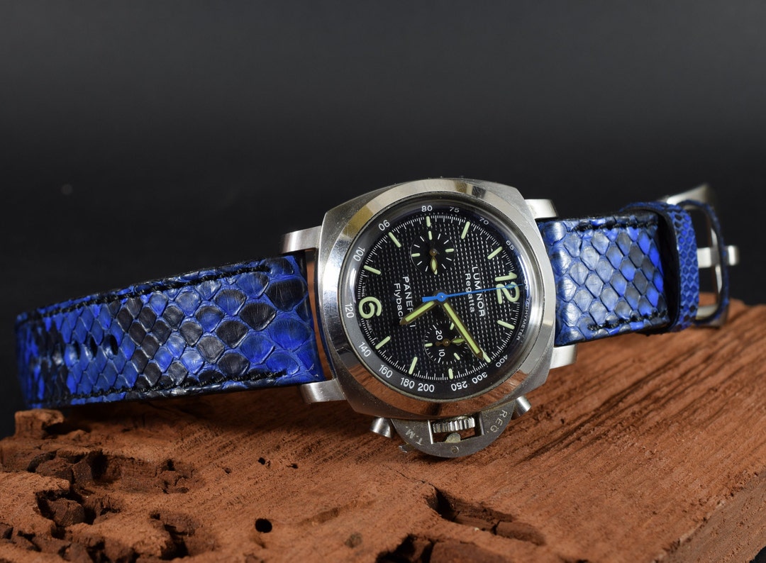 Bracelet de montre MA 24/22 mm Véritable Python Serpent peau cuir fait ...