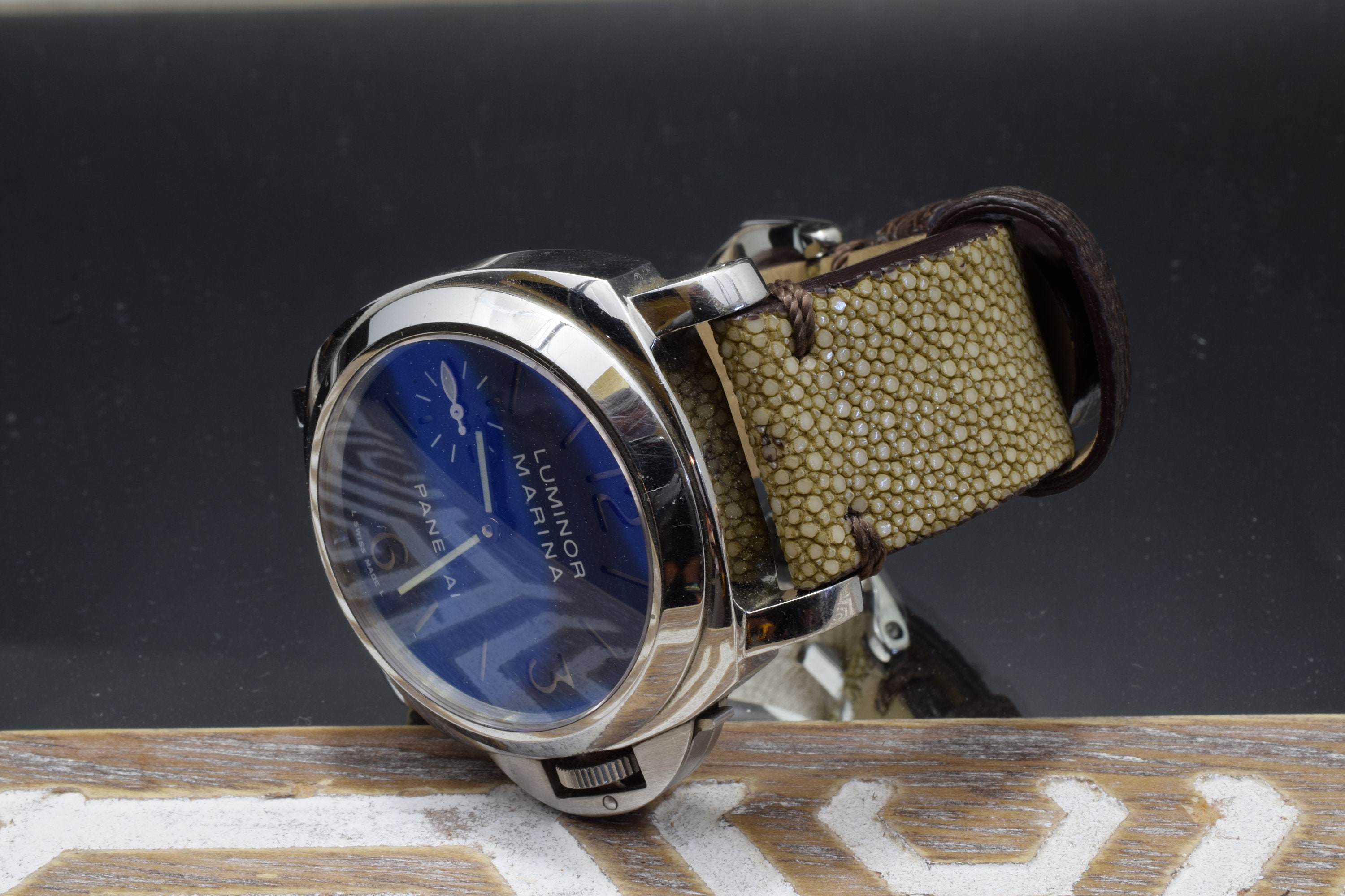 Genuine Stingray Skin Leather Watch Strap 26 24 22 Mm, Handmade Beige ...