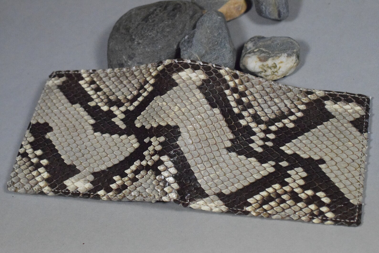 MA Mens Bifold Handmade Wallet With Genuine Python Skin Grey - Etsy