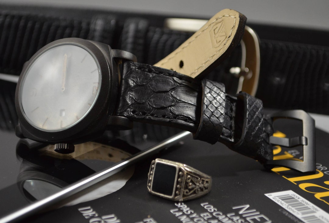 Handmade Black Genuine Python Snake Skin Watch Strap (26 24 22 Mm) - Etsy