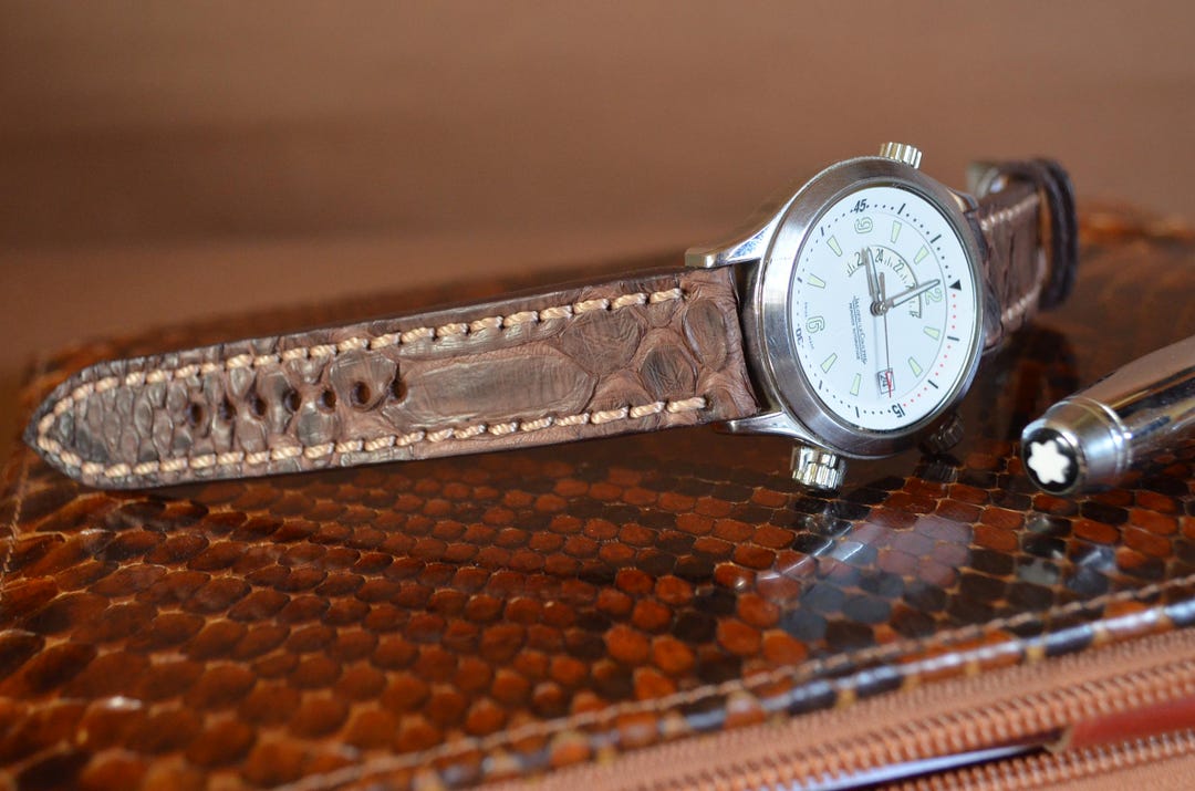 Handmade Python Snake Skin Watch Strap, Vintage Brown II (22 20 18 Mm ...
