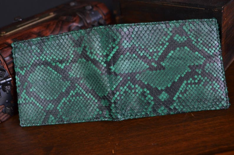 MA Leather Genuine Python Snake Green Matte Back Wallet - Etsy