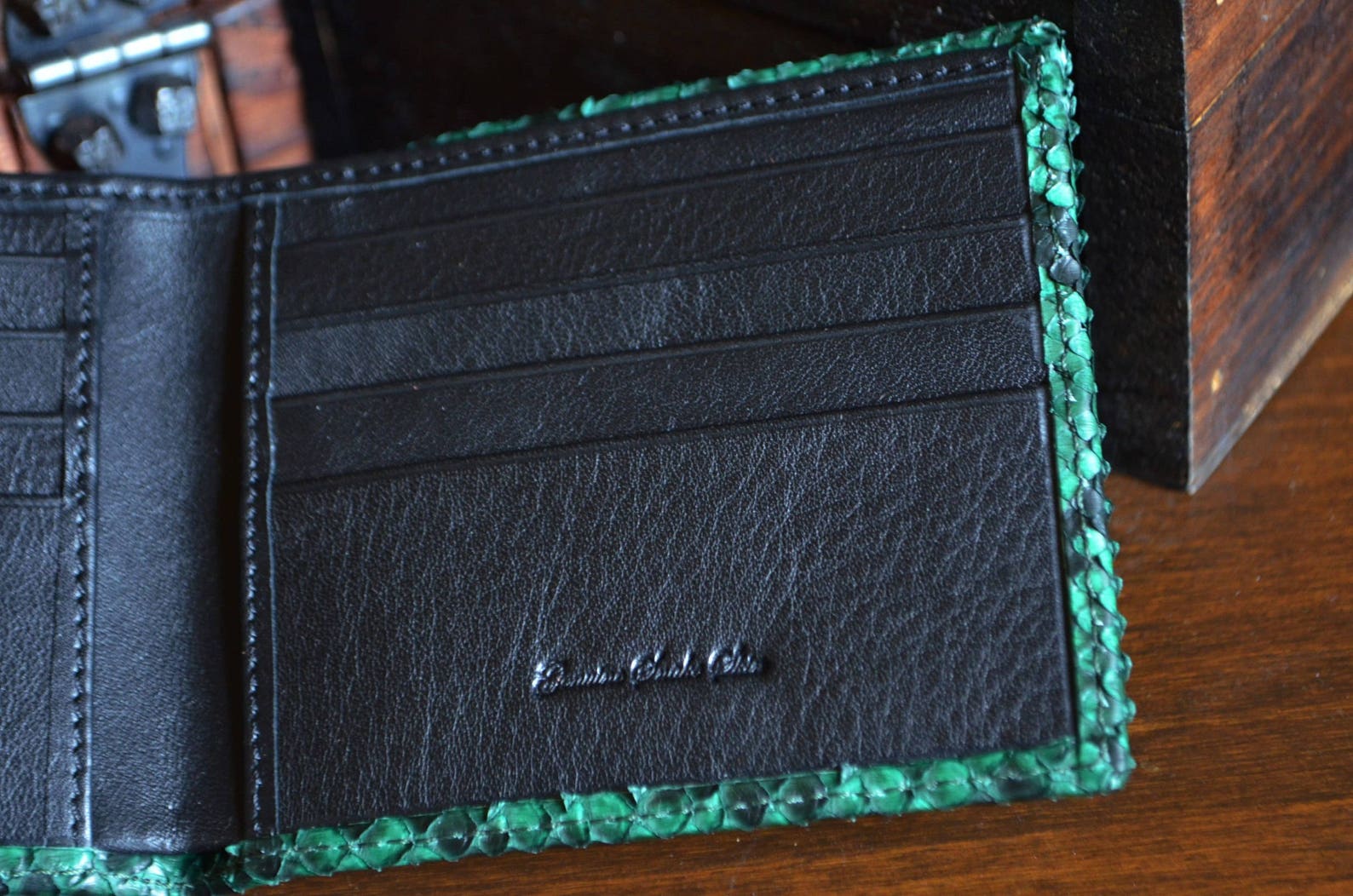 MA Leather Genuine Python Snake Green Matte Back Wallet - Etsy