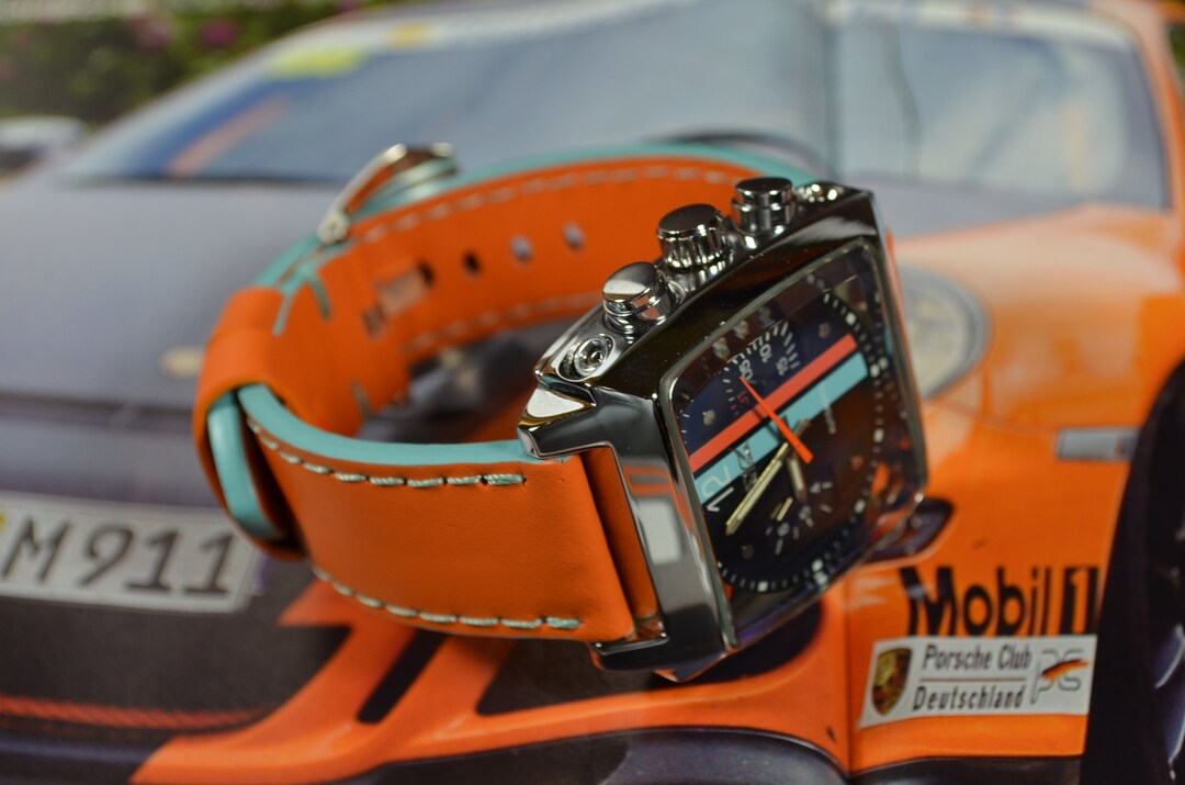 Gulf Orange Calf Leather Watch Strap, Handmade in Spain 26 24 22 Mm - Etsy