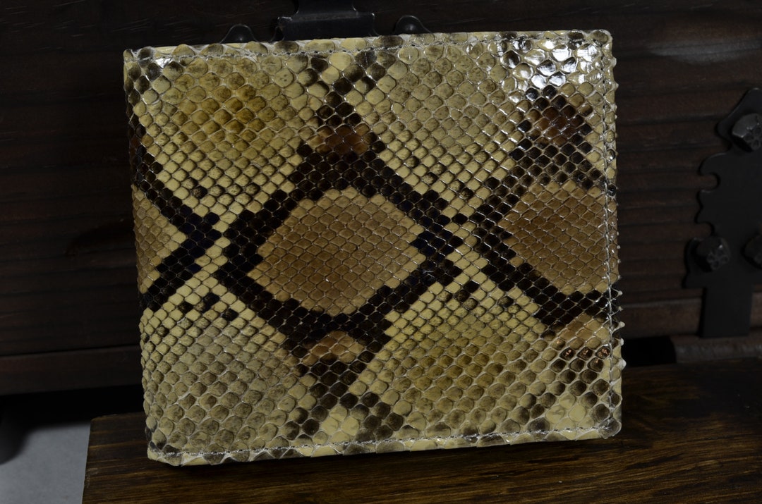 Wallet Bifold With Coin Pocket for Men Genuine Python Snake Skin Brown ...