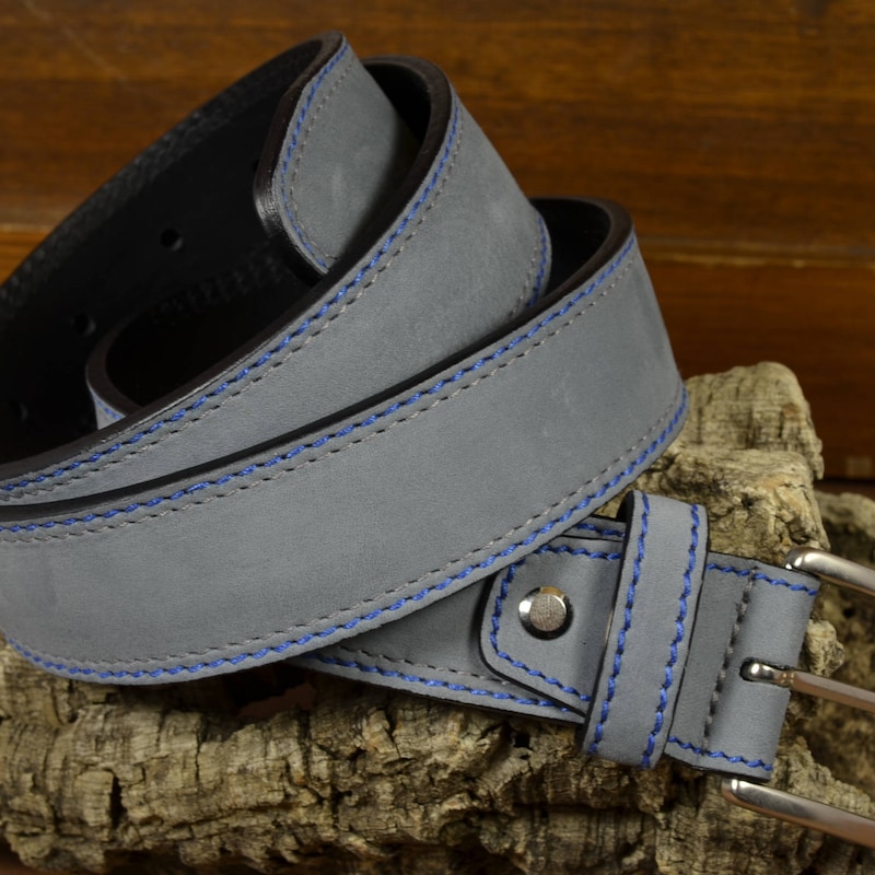 Gray Leather Belt - Etsy