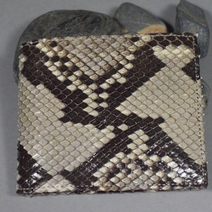 MA Mens Bifold Handmade Wallet With Genuine Python Skin Grey Shiny No ...