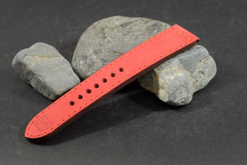 Nubuck Red Leather Watch Strap, 23/22-130/80 Mm Handmade Band (841) - Etsy