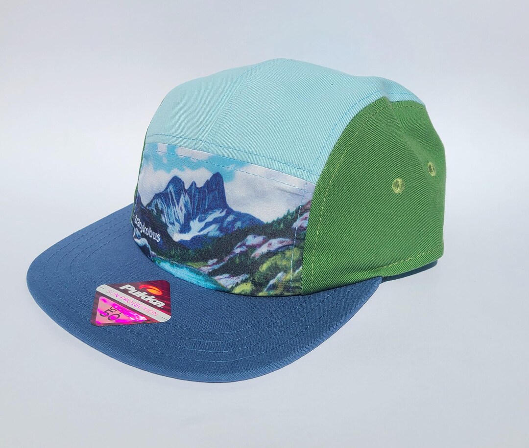 Mountain 5 Panel Hat // Art Hat // Runners Hat // Flat Brimmed Hat - Etsy