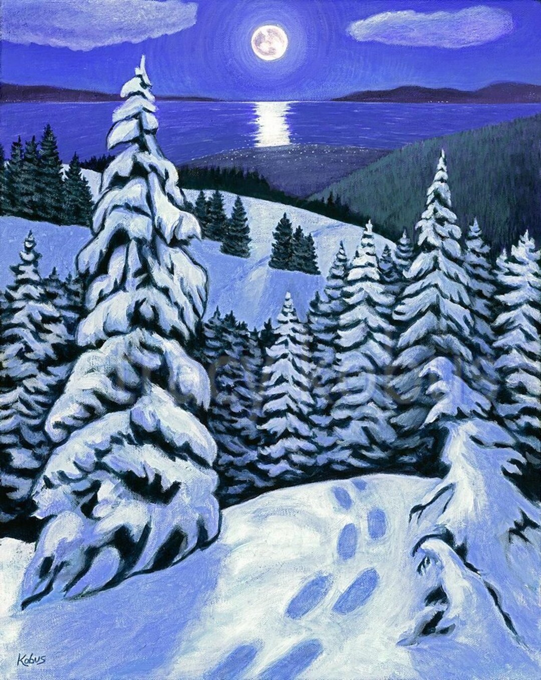 Snowshoe Path Giclée Print: Winter Mountain Scene Art - Etsy