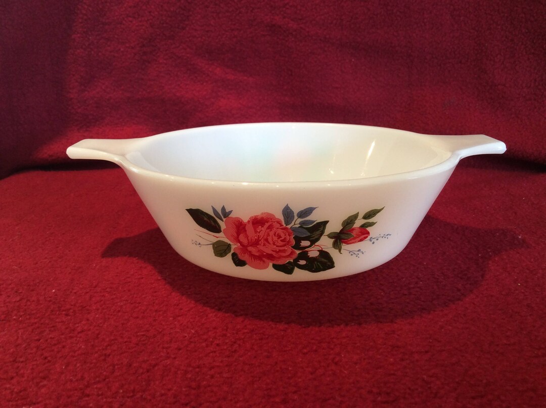 Pyrex JAJ Cottage Rose Serving Dish 5.5" Diameter 0.75 Pint Circa 1970 ...
