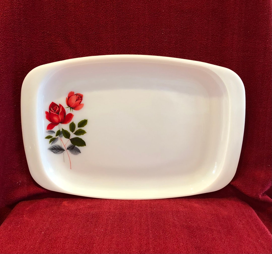 Pyrex JAJ June Rose Platter Serving Tray 10 1/8" X 14 7/8" Circa 1960 ...