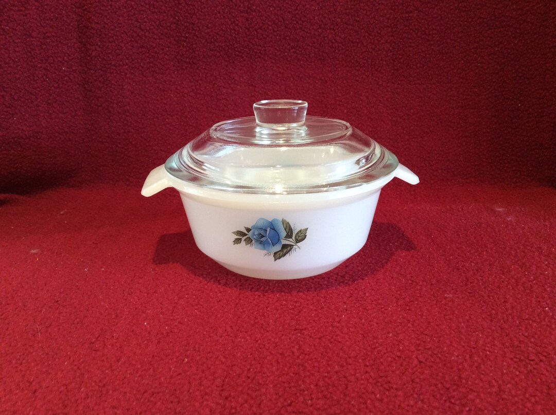 Phoenix Opalware Blue Rose Casserole Dish 8oz Circa 1960 - Etsy