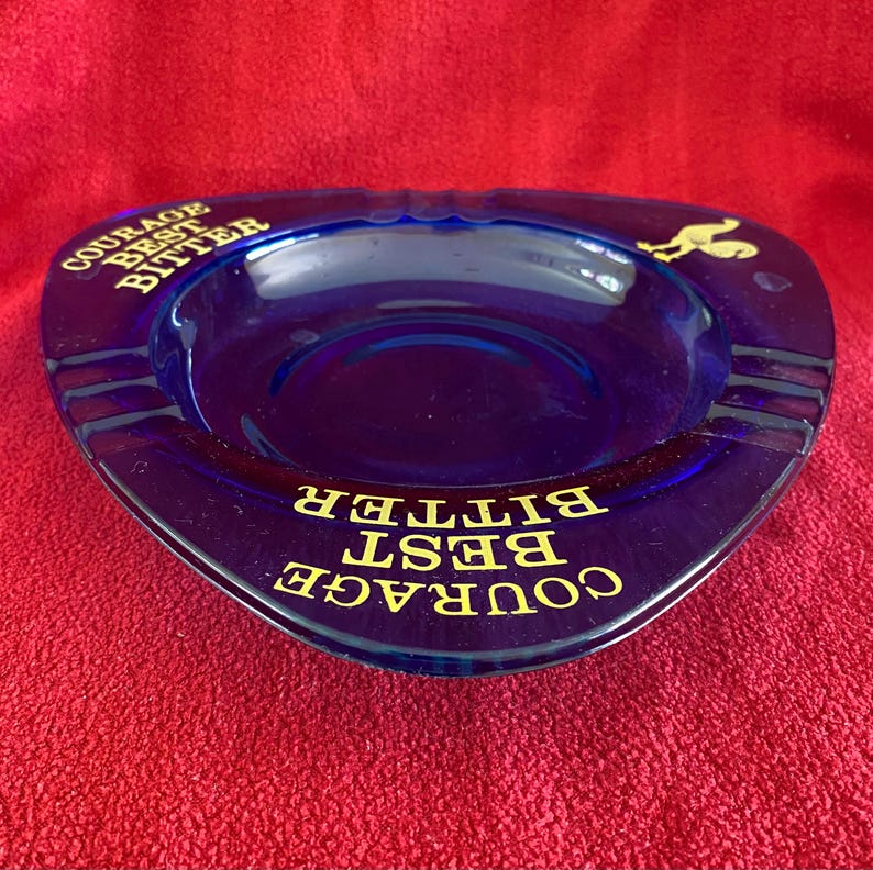 Courage Best Bitter Blue Glass Triangular Ashtray. - Etsy