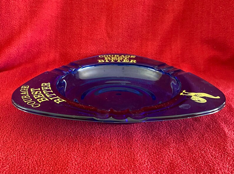 Courage Best Bitter Blue Glass Triangular Ashtray. - Etsy