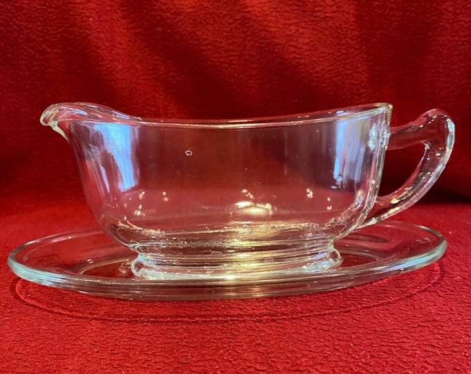 Pyrex JAJ Clear Glass Gravy Custard Boat and Saucer Drip Tray. Made in ...