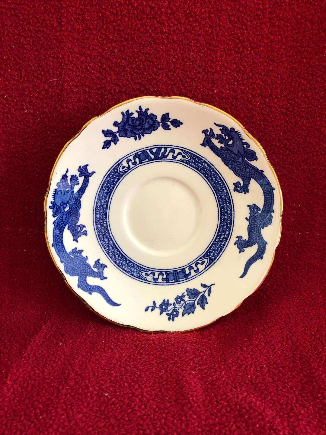 Royal Cauldon Blue Dragon Tea Cup Saucer: England China, Gold Rim ...