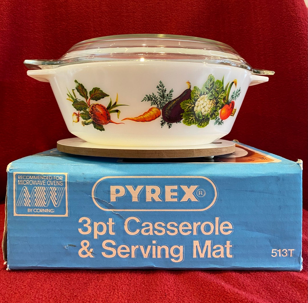 Pyrex JAJ Boxed Market Garden Tuscany Lidded 3 Pint Casserole #513 With ...