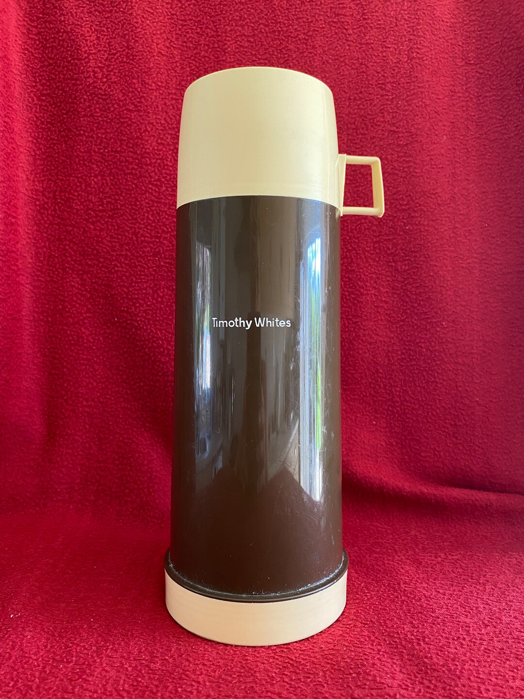 Timothy Whites Vacuum Flask Brown and Beige. 0.5lt Capacity. 25cm Tall ...