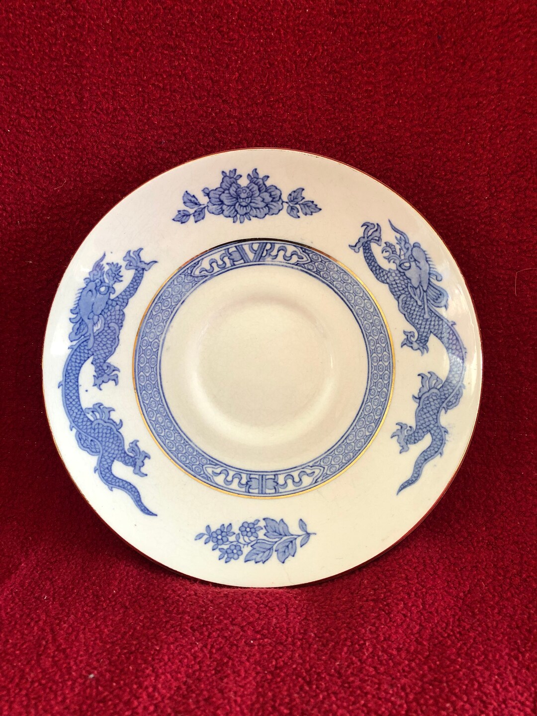Royal Cauldon Blue Dragon Saucer: England Ceramic China With Gold Rim ...
