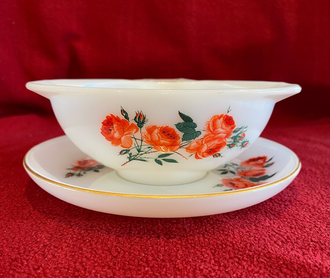 Pyrex JAJ Rose Gravy or Custard Sauce Ladle and Saucer 1961 - Etsy