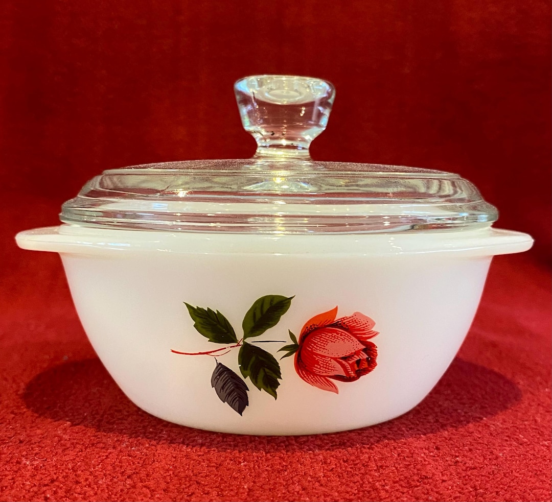 Pyrex JAJ June Rose 8oz Pixie Round Casserole Dish #501 #080 Circa 1970 ...