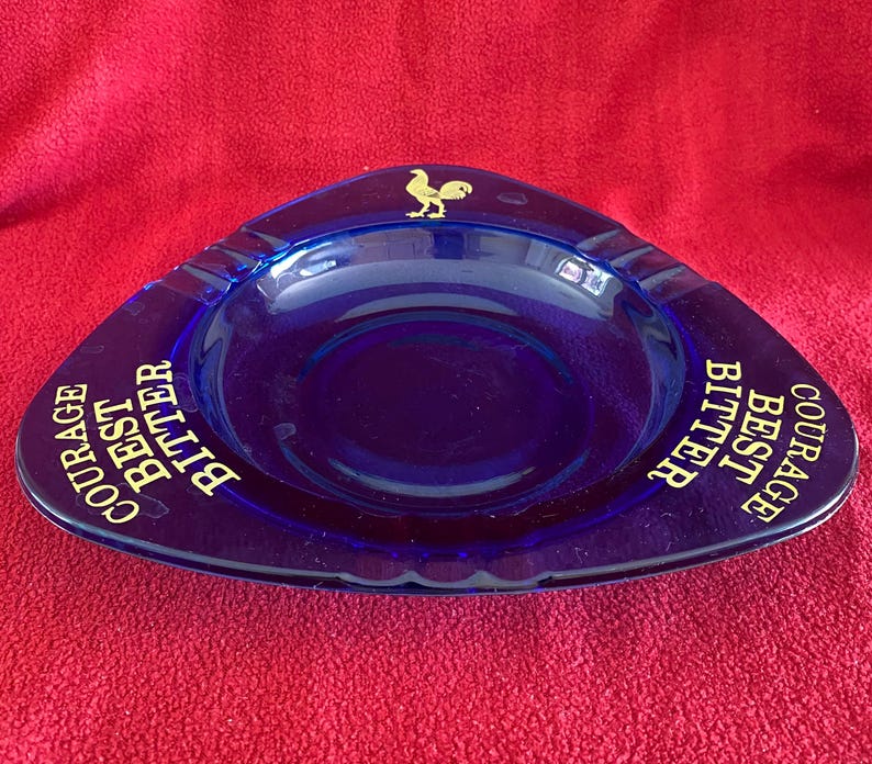 Courage Best Bitter Blue Glass Triangular Ashtray. - Etsy