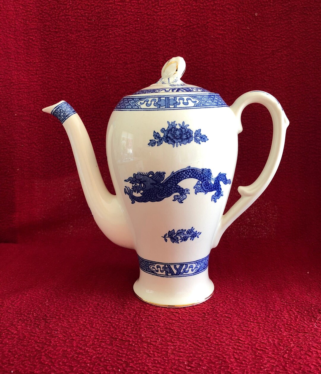 Royal Cauldon Blue Dragon Coffee Ceramic China Made in England Blue and ...