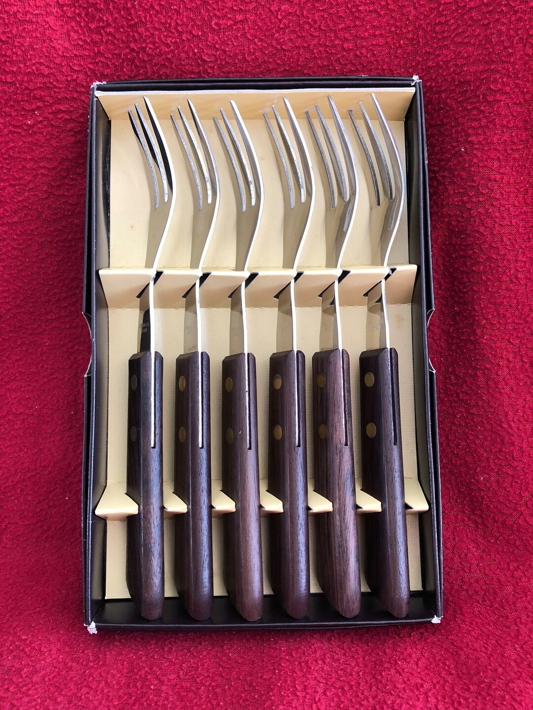 Stainless Steel Boxed Set of Six Forks With Wooden Handles. Scandi ...