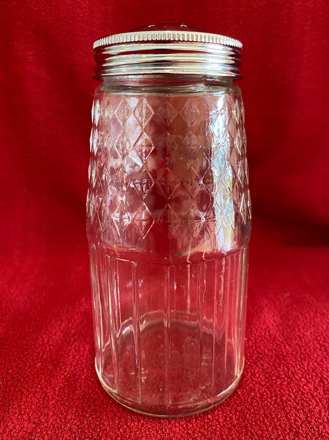 Pressed Clear Glass Sugar Shaker Dispenser With Chrome Screw Top ...