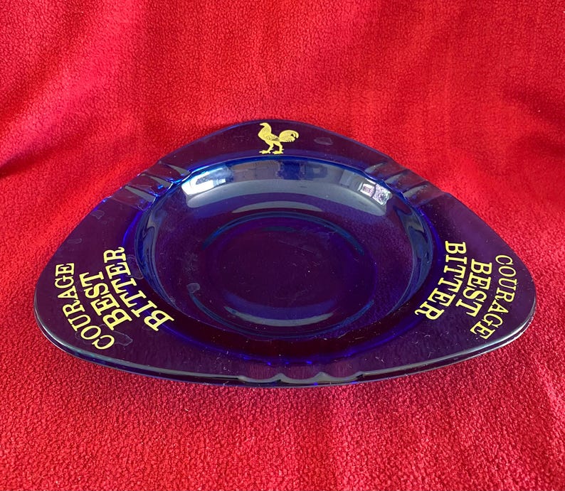 Courage Best Bitter Blue Glass Triangular Ashtray. - Etsy