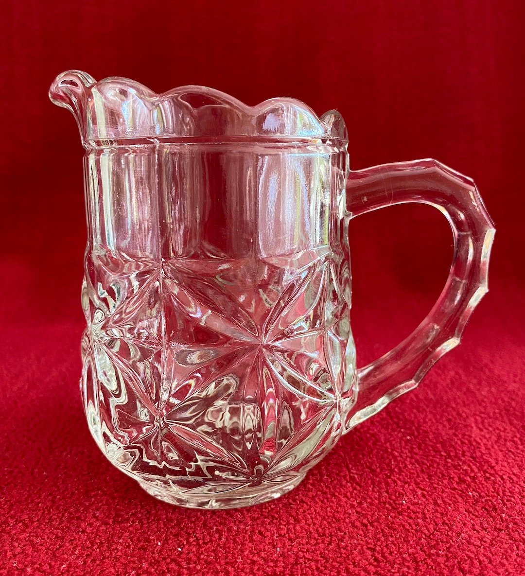 Art Deco Pressed Glass Moulded Glass Milk Jug. Creamer. Floral Star ...