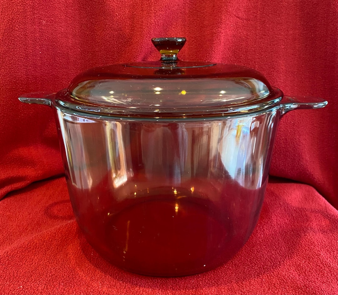 Vision Corning France Amber Glass Large Stew Pot. Stock Pot, Casserole ...