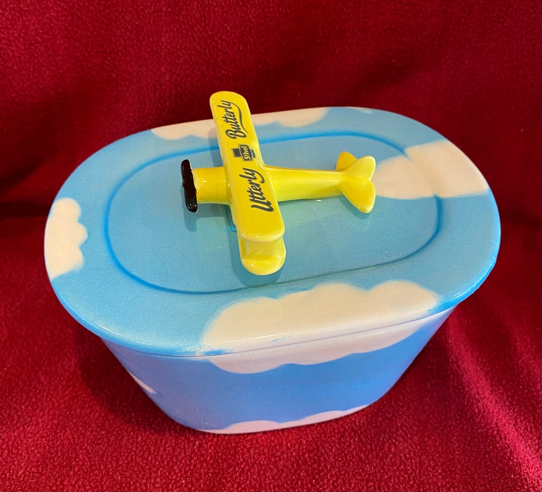 Utterly Butterly Ceramic Butter Dish Made for St Ivel Dairy. Biplane ...