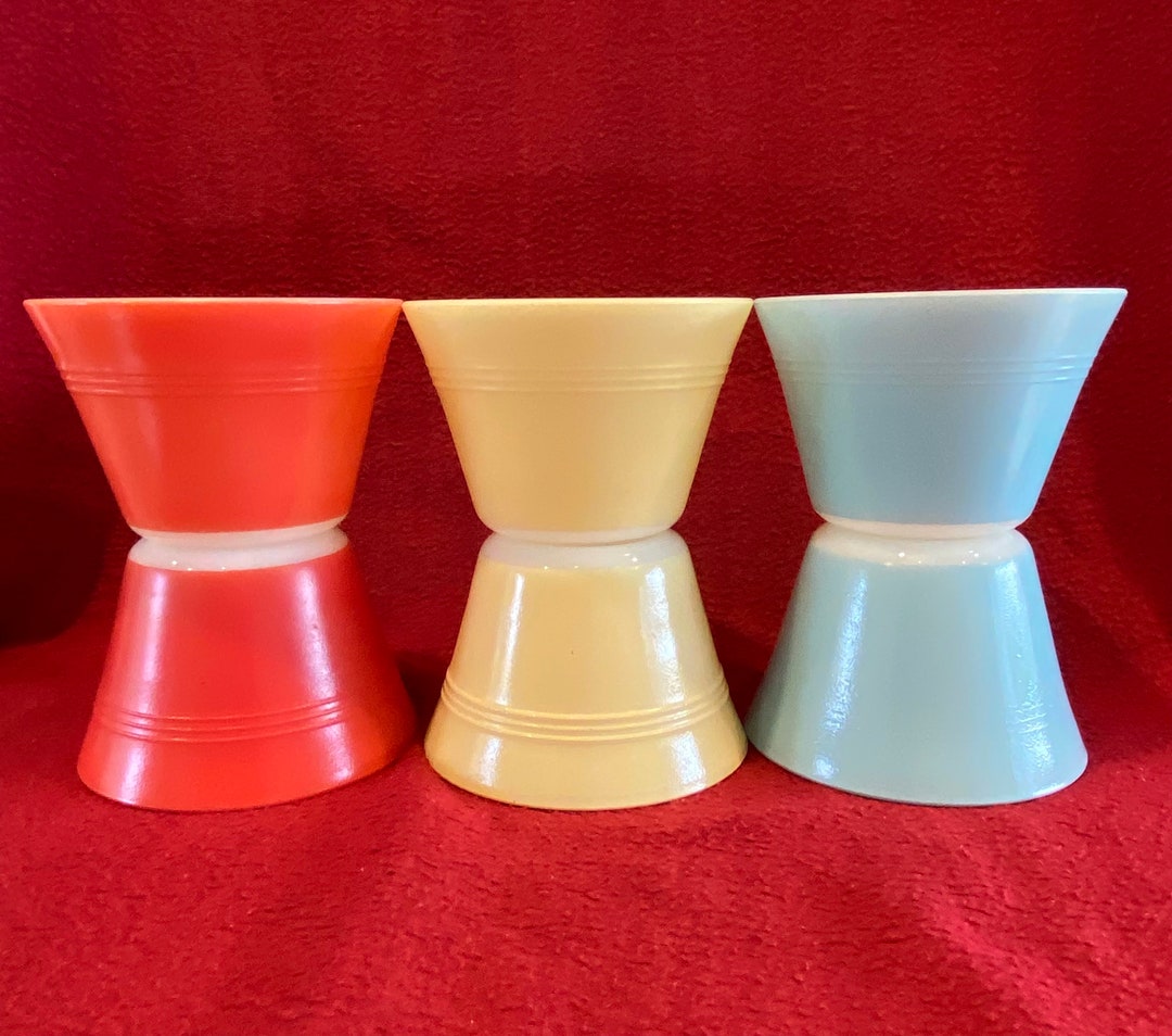 Pyrex JAJ Opal Custard Cups Version 2 Carnival Colours Re-release, Deep ...