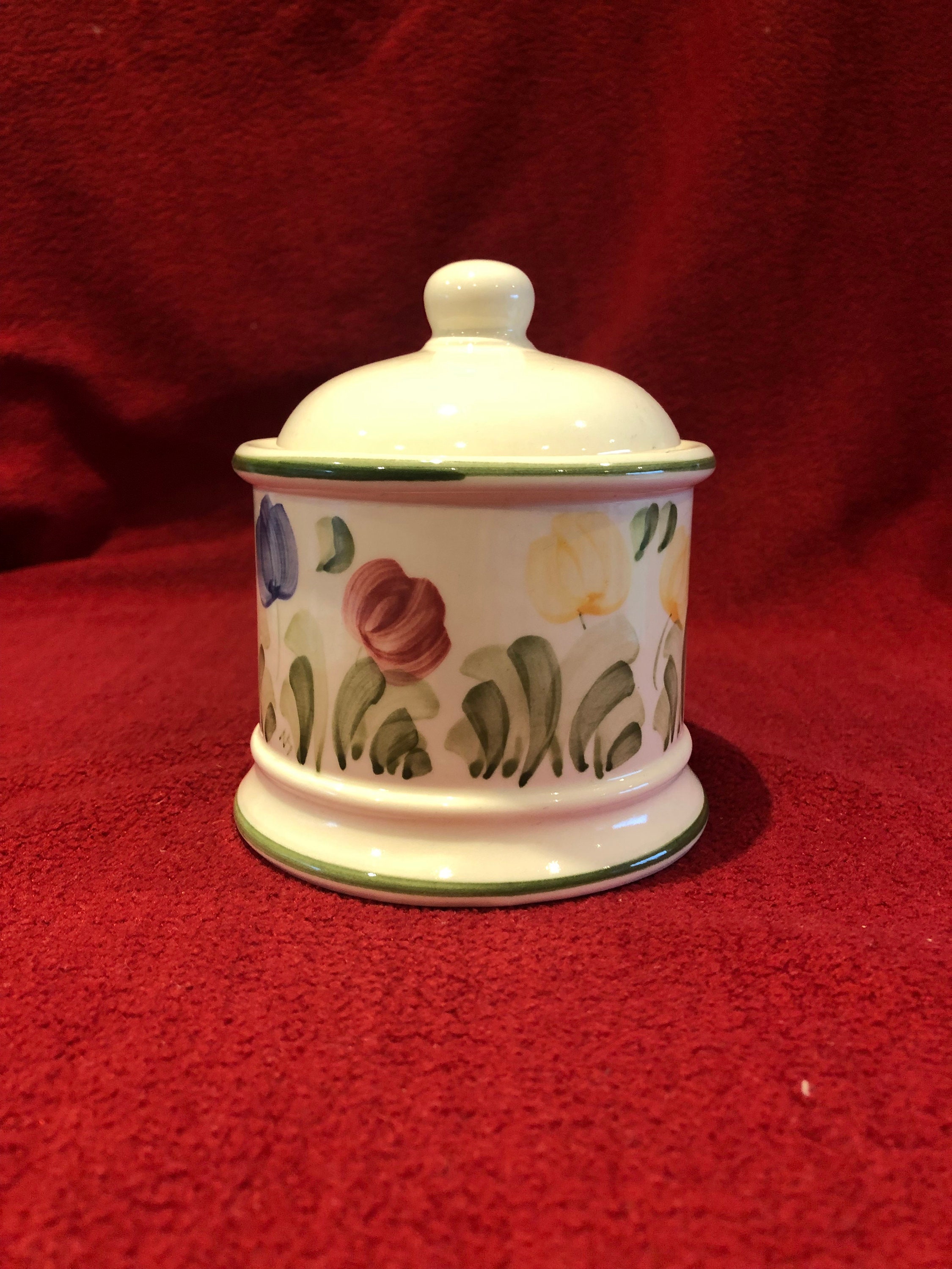 English Country Pottery Hand Painted Lidded Jar With Flower - Etsy UK