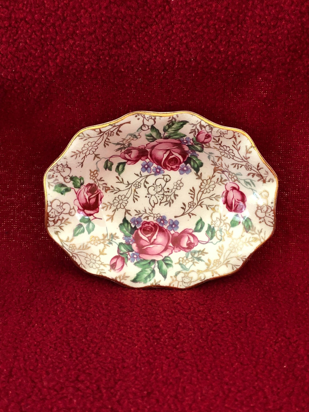 Vintage James Kent Rambler Rose Trinket Tray: English Floral Dish ...