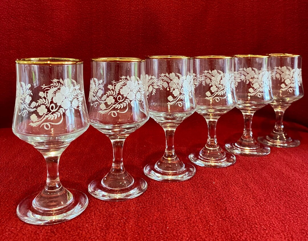 Set of Six Dema Liquor, Sherry, Port Drinking Glasses. Windsor Rose ...