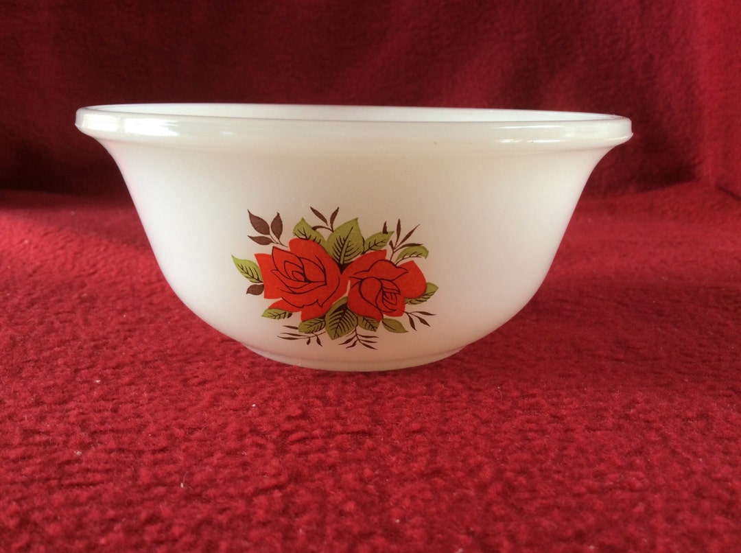 Phoenix Opalware Red Roses Pattern Bowl 4 1/2" Diameter - Etsy