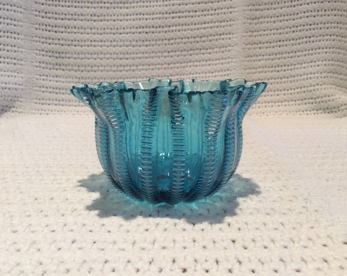 Stevens & Williams Victorian Blue Glass Bowl Rd 55693 3.5" Diameter 2 ...