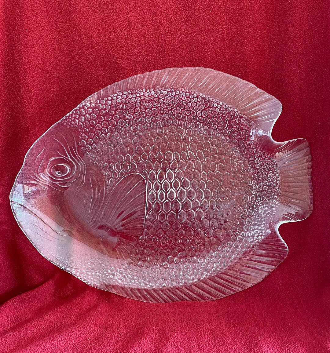 Arcoroc Large Clear Glass Fish Poisson Plate Platter Serving Dish. 1980 ...